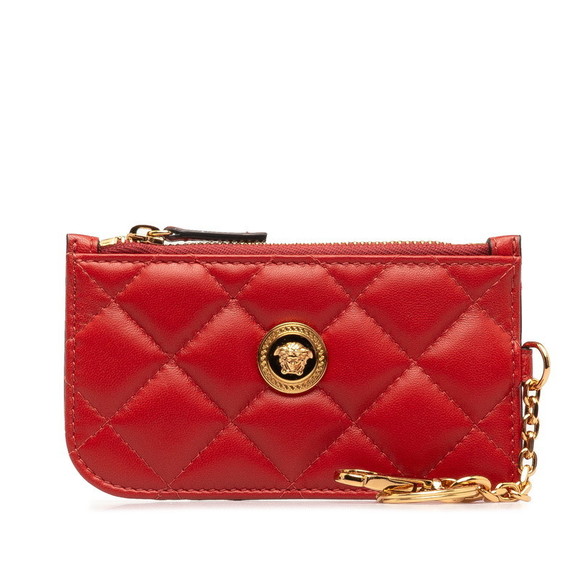 Versace | Bags | Versace Medusa Card Case Red Gold Leather | Poshmark